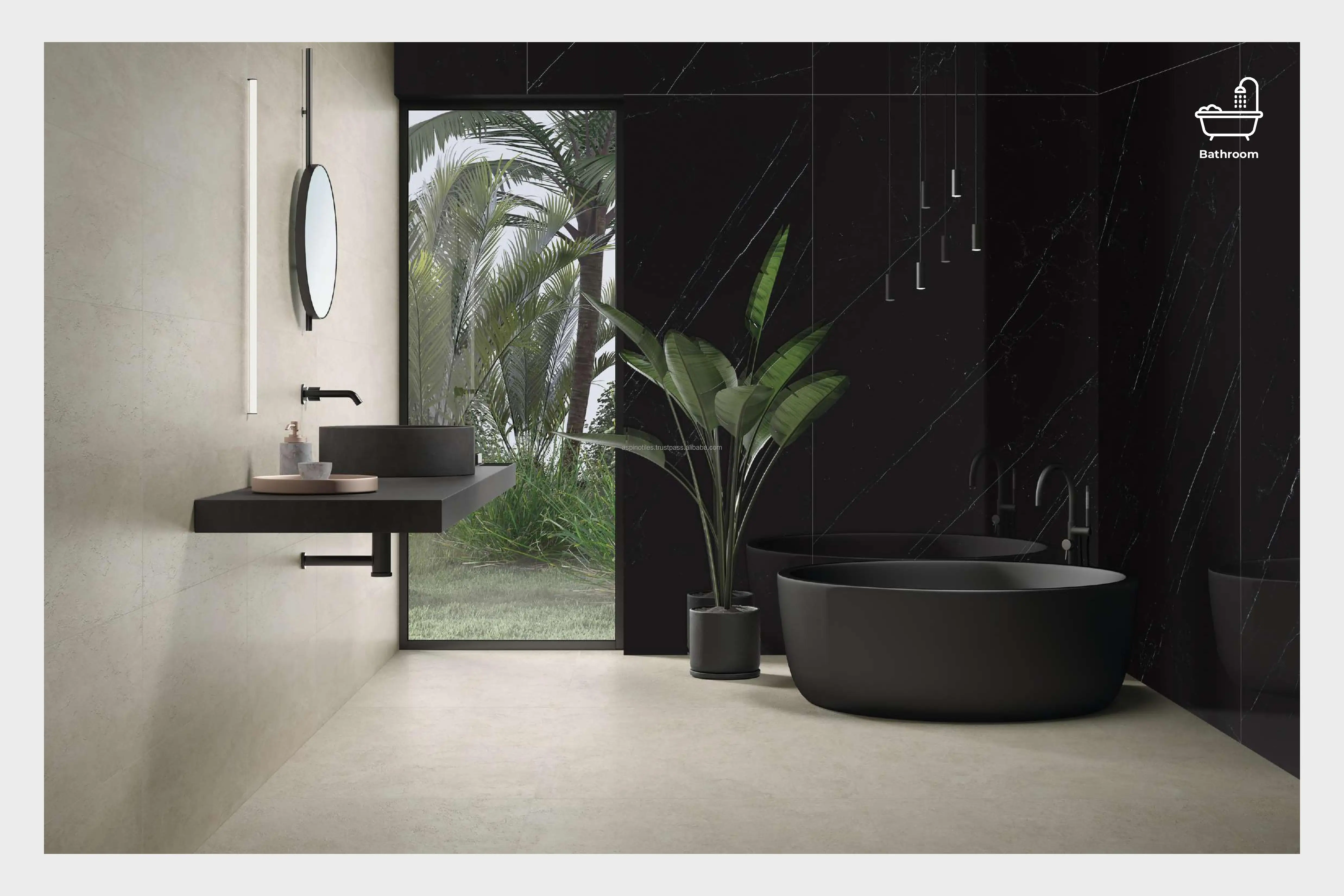 48x96 Large Size Tiles for Floor - Porcelain with Marble Texture