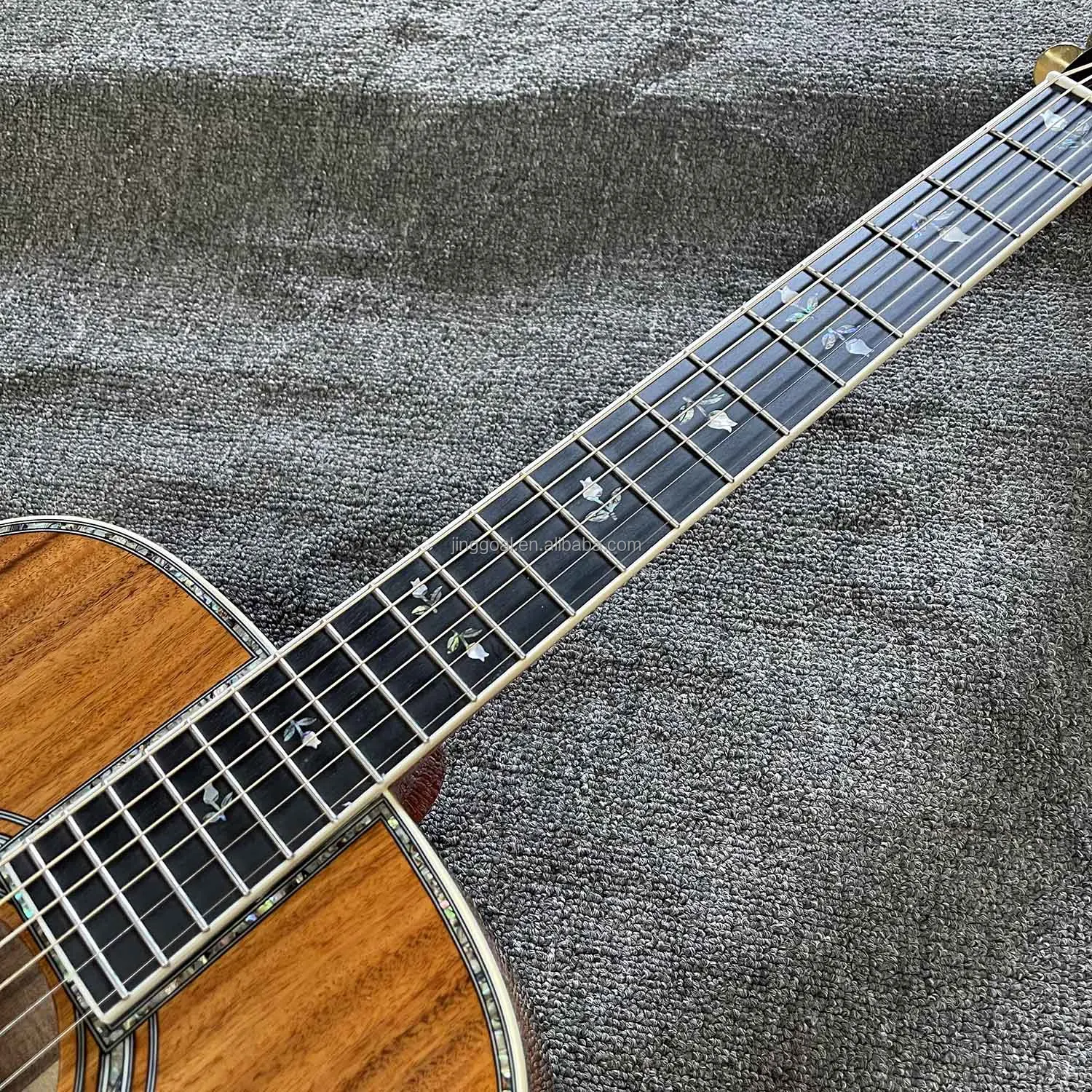 Custom 40 Inch OM Body SOLID KOA WOOD Acoustic Electric Guitar with ...