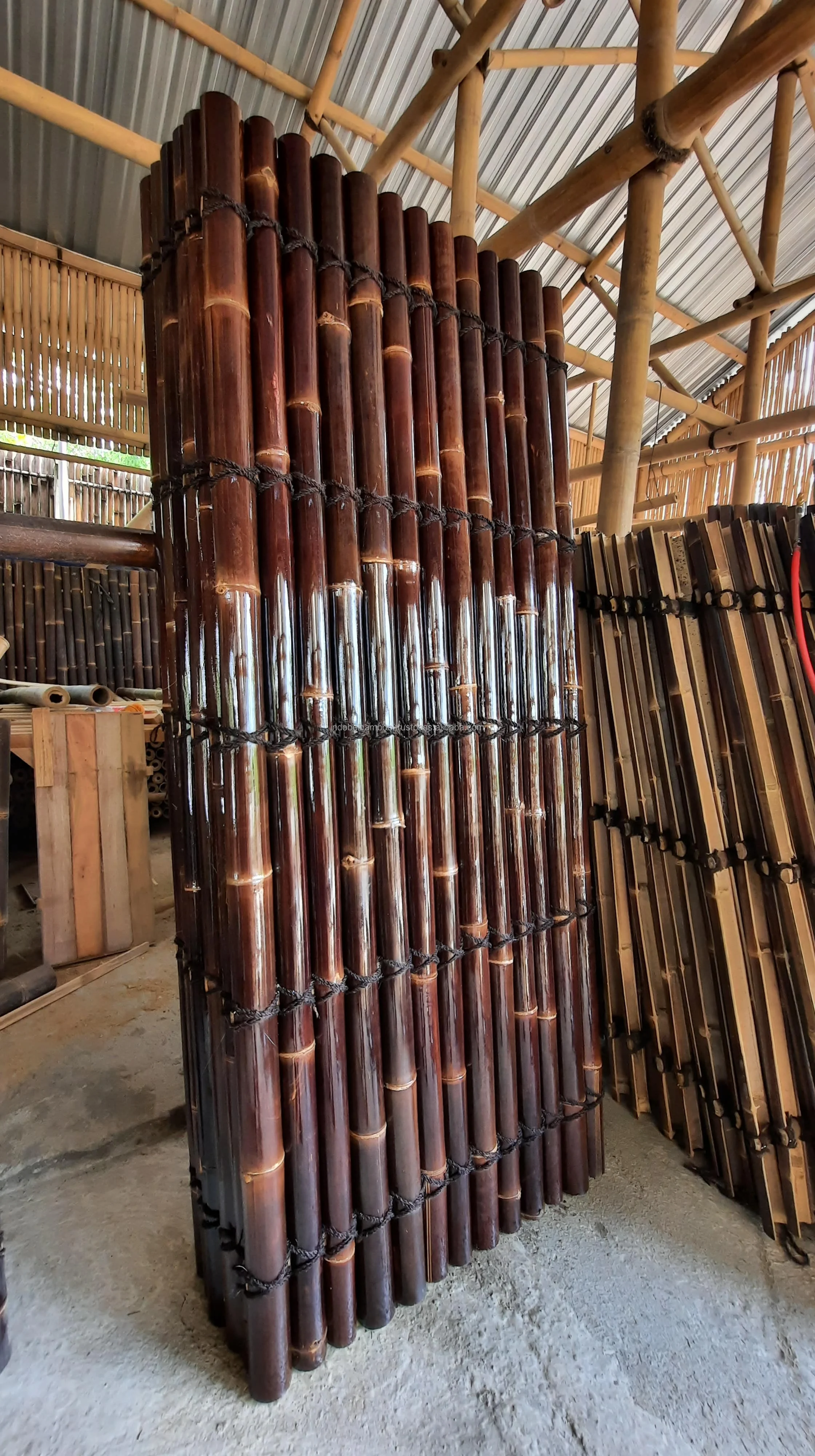 Panel Garden House Balcony Fence Wood Nature Composite Fence High Quality Black Bamboo Key Frame ...