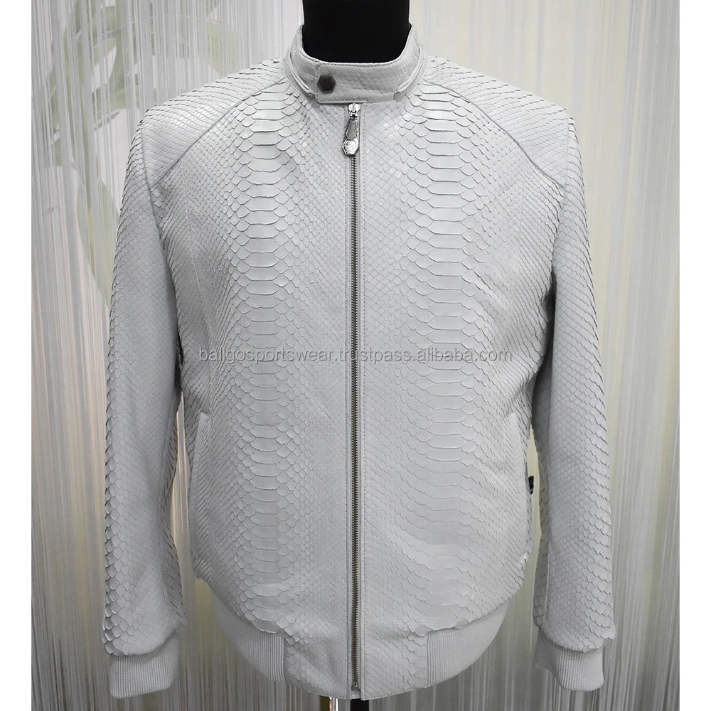 Men's Python Embossed Leather Jacket, New Detachable Hooded Style ...