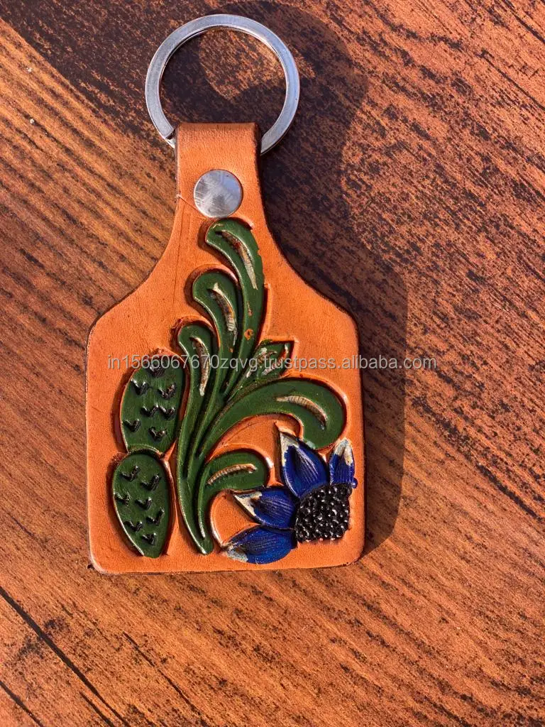 Hand Carved Tooled Leather Key Chains Cute Exotic Shape Leather Key ...