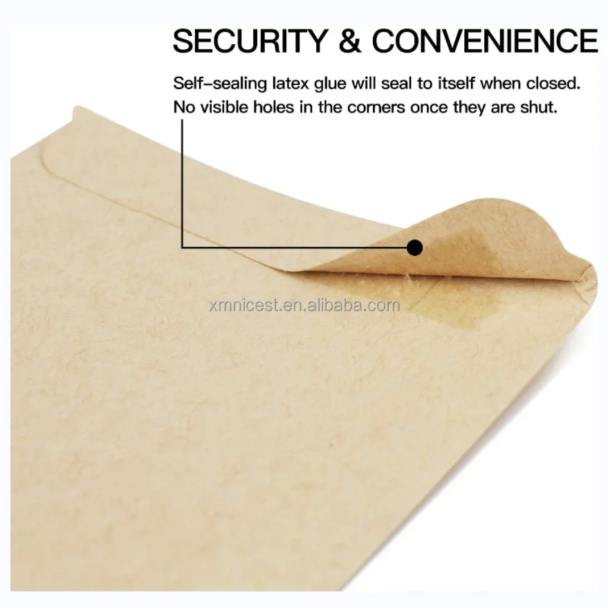 Custom Double Latex Adhesive Small Recycled Kraft Paper Envelopes for Seeds