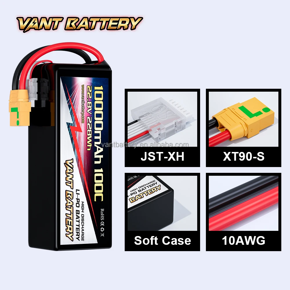 VANT FPV Battery - 6S 22.8V 10000mah 100C High Performance