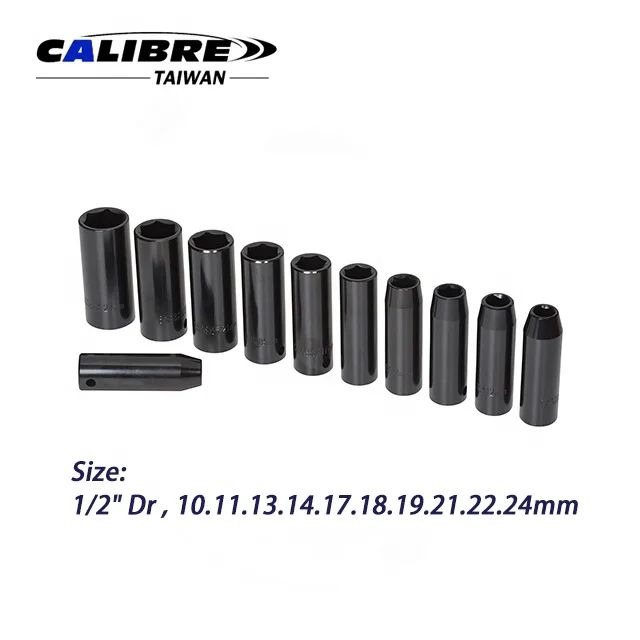 TAIWAN CALIBRE 11pc 1/2" Drive 6-Point 10-24mm Metric Mechanics Deep ...