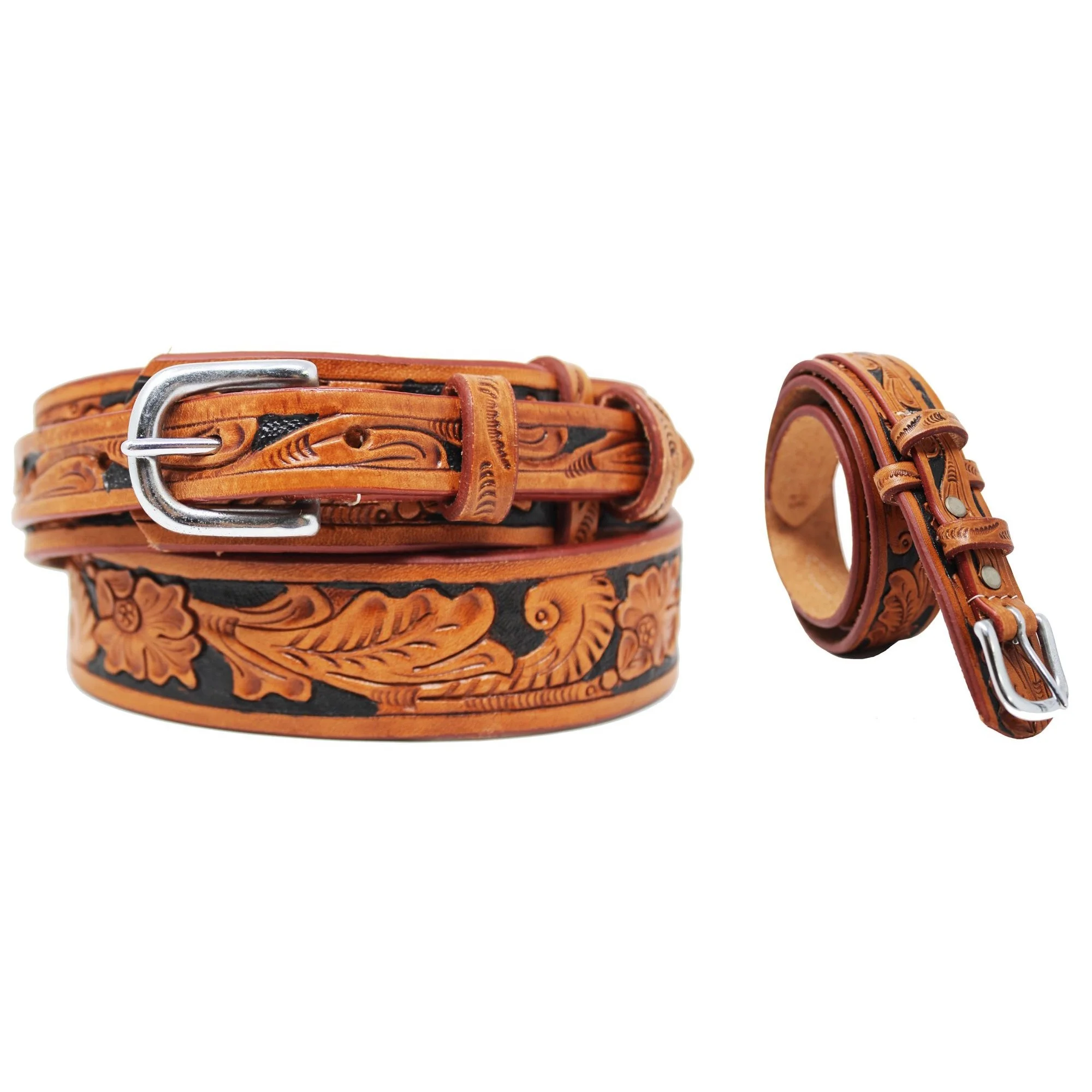 Full Grain Brass Buckle Cowboy Strap Best Cow Leather Western Belt With ...