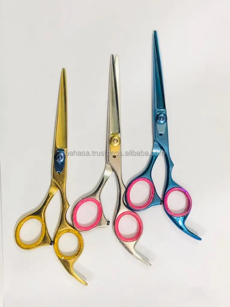 Barber Scissors Japanese Steel 6 And 6.5 Inches Hair Scissors Titan Gold Color Cheap Barber ...