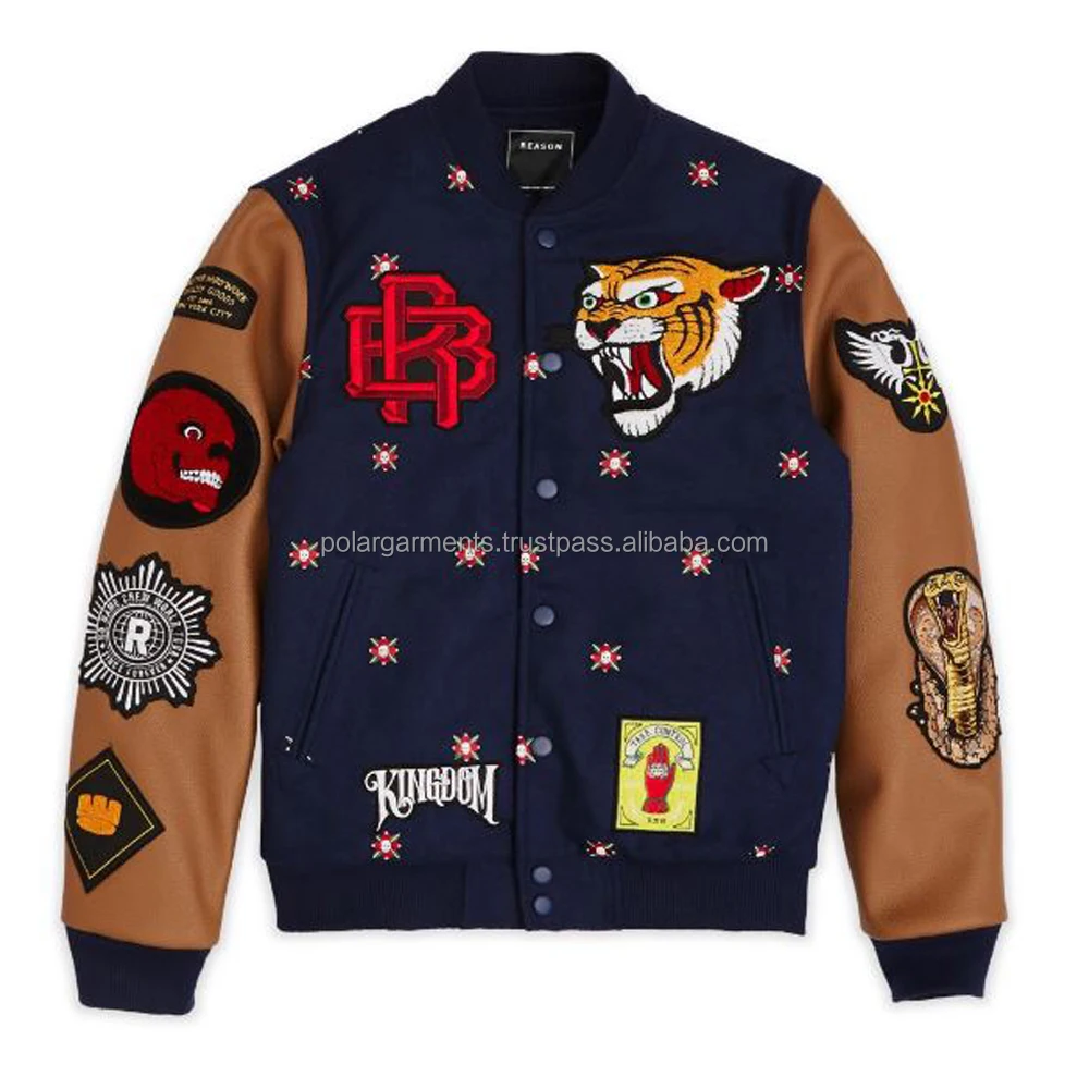 Wholesale Custom Chenille Embroidery Patch Men's Jackets Leather Sleeve ...