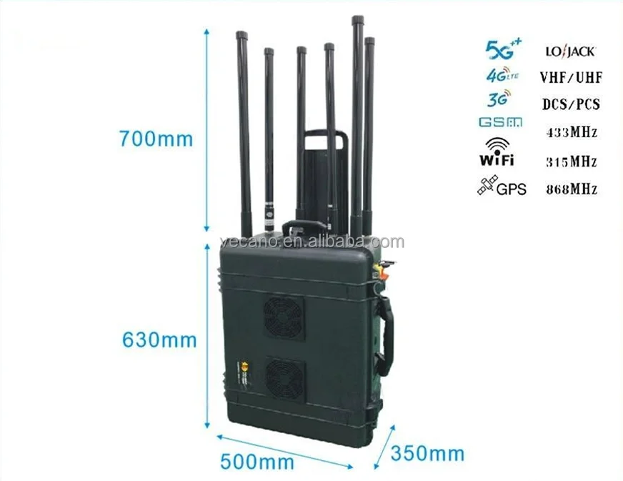 6 Bands 600w Draw-bar Box Portable High Power Mobile Phone Gps Rf ...