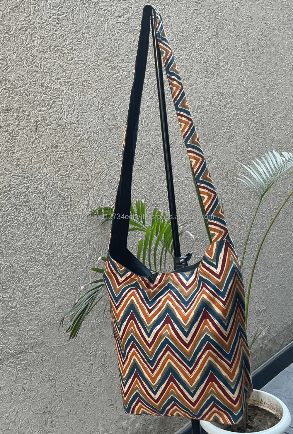 100% Cotton Handmade Bohemian Mandala Tote Jhola Sling Bag Chains Cross ...
