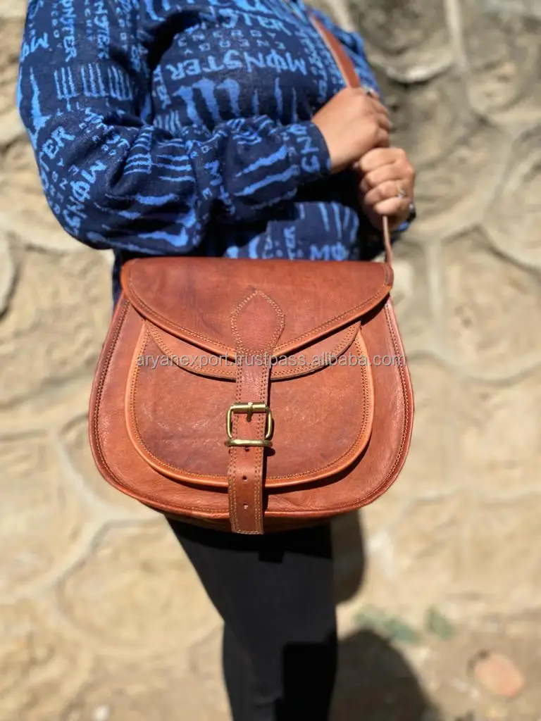 Real Handmade Goat Leather Ladies Handbag Sling Bag