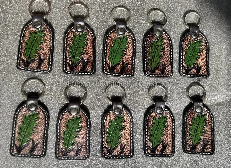 Hand Carved Tooled Leather Key Chains Cute Exotic Shape Leather Key ...