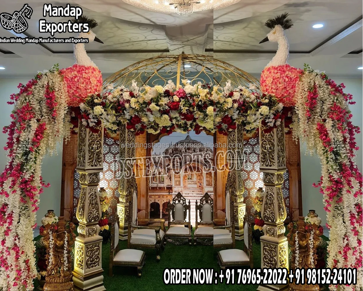 Beautiful Bollywood Wedding Mandap With Dome Peacock Mandap With Dome ...