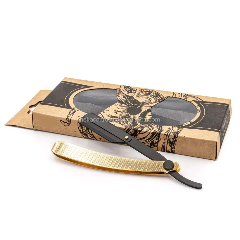Gold Textured Handle Stainless Steel Shavette Folding Manual Shaving ...