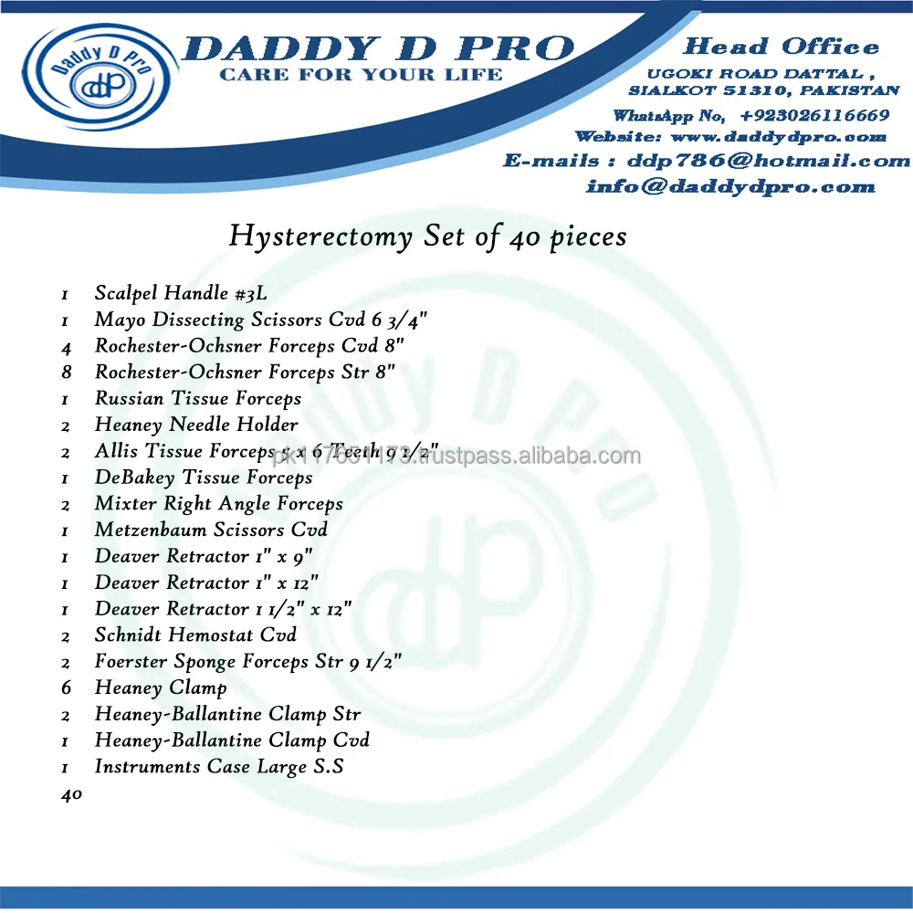 Hysterectomy Vaginal Set Of 40 Pcs Stainless Steel Hysterectomy ...