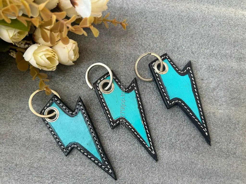 Hand Carved Tooled Leather Key Chains Cute Exotic Shape Leather Key ...