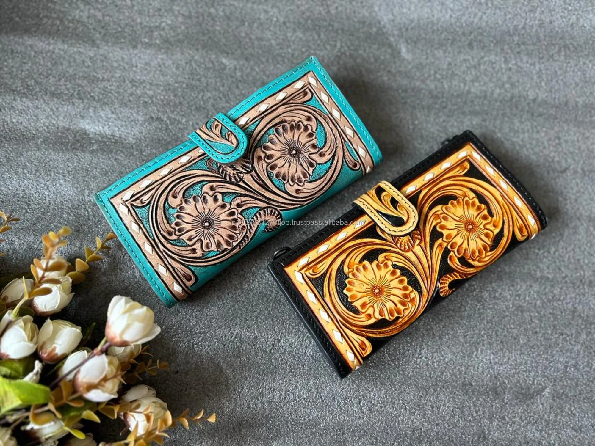 New Western Style Color Tooled Leather Women Clutch Purse Hot Selling ...