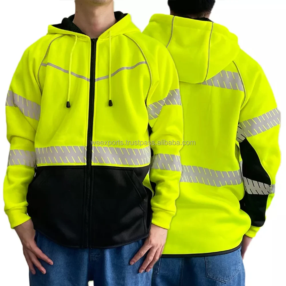 Reflective Apparel Factory Hi Vis Hoodie With Zipper Safety Sweatshirt ...