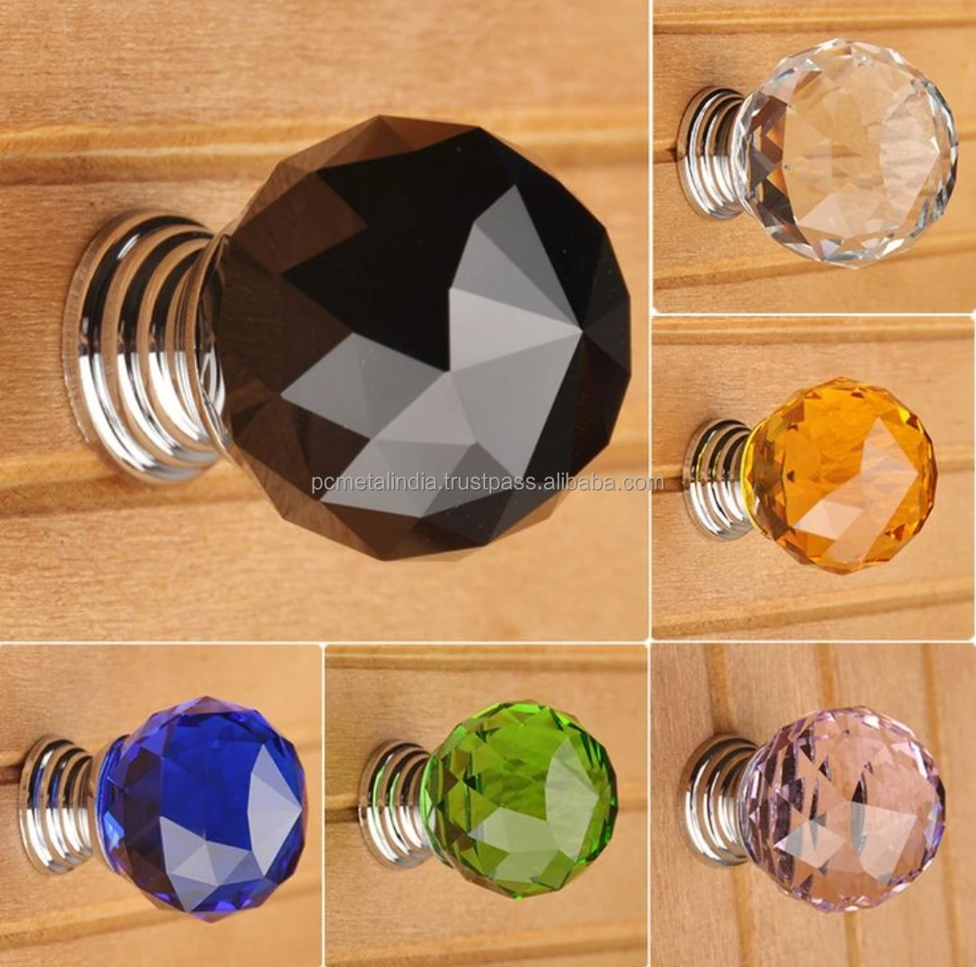 Factory Wholesale Modern Cabinet Crystal Glass Handle And Knob/cabinet ...
