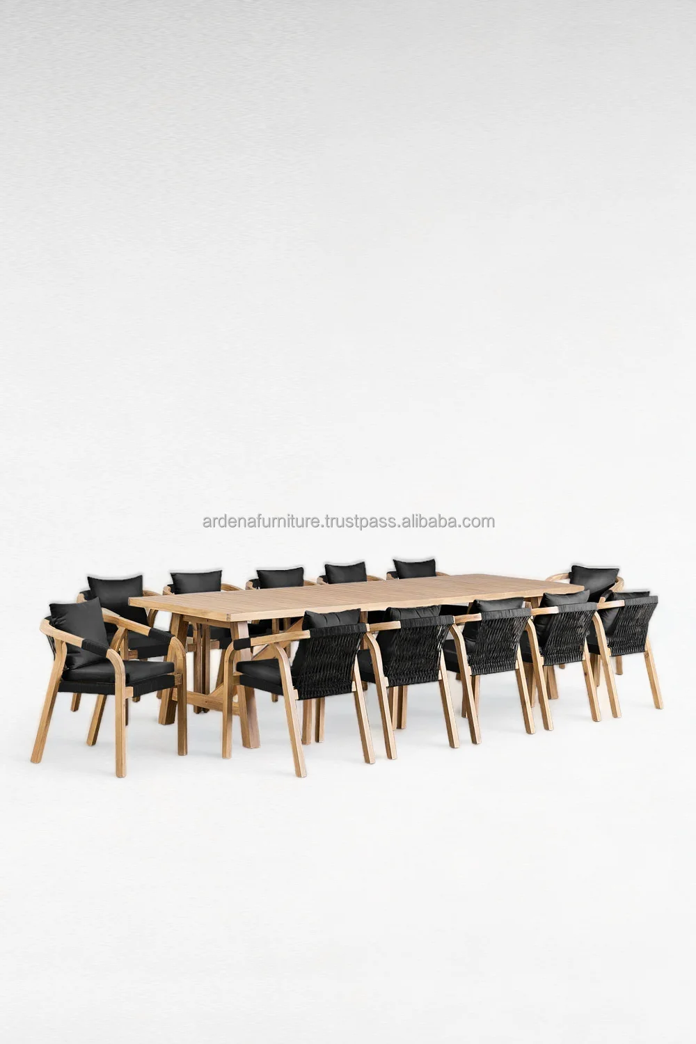 Modern Restaurant Furniture Set Teak Wood Rectangular Dining Table 12 ...