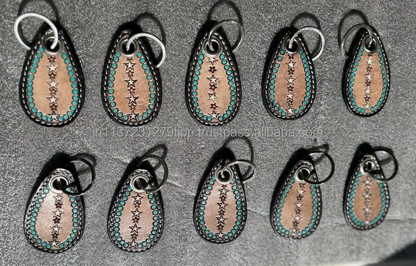 Hand Carved Tooled Leather Key Chains Cute Exotic Shape Leather Key ...