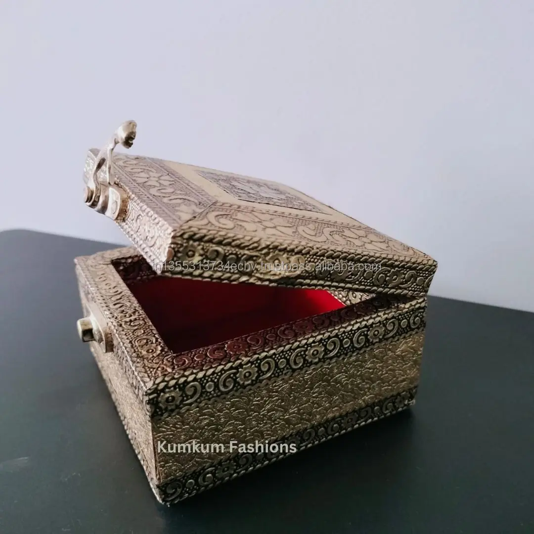 Indian Handmade Wooden Square Jewelry Box - Perfect Gift
