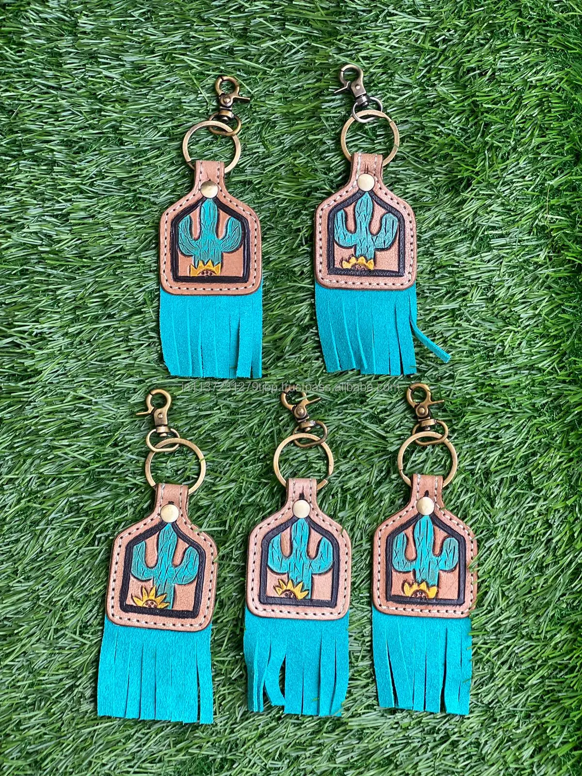 Hand Carved Tooled Leather Key Chains Cute Exotic Shape Leather Key ...