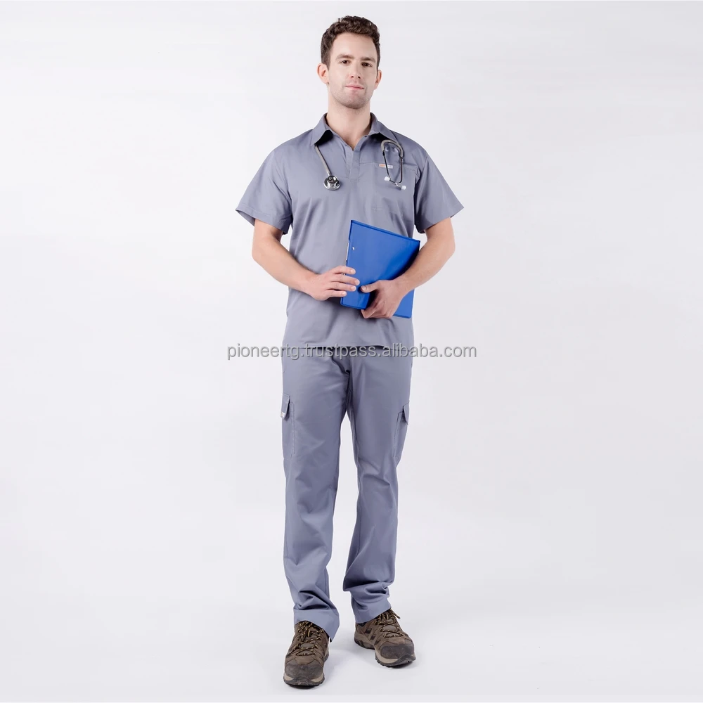 Hospital Uniforms Medical For Men Scrubs Uniform Short Sleeve Grey ...