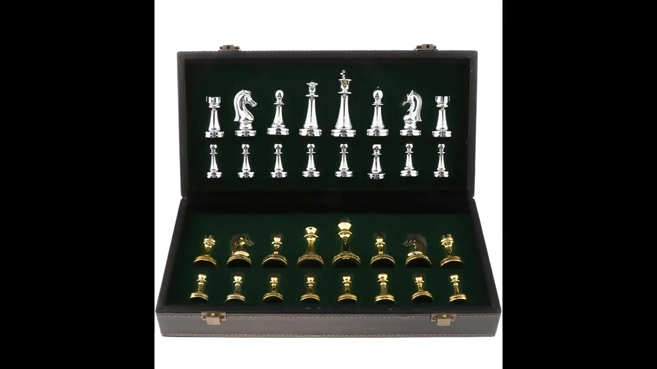 Metal Chess Set Made In Metal Aluminium In Antique Brass And Black ...