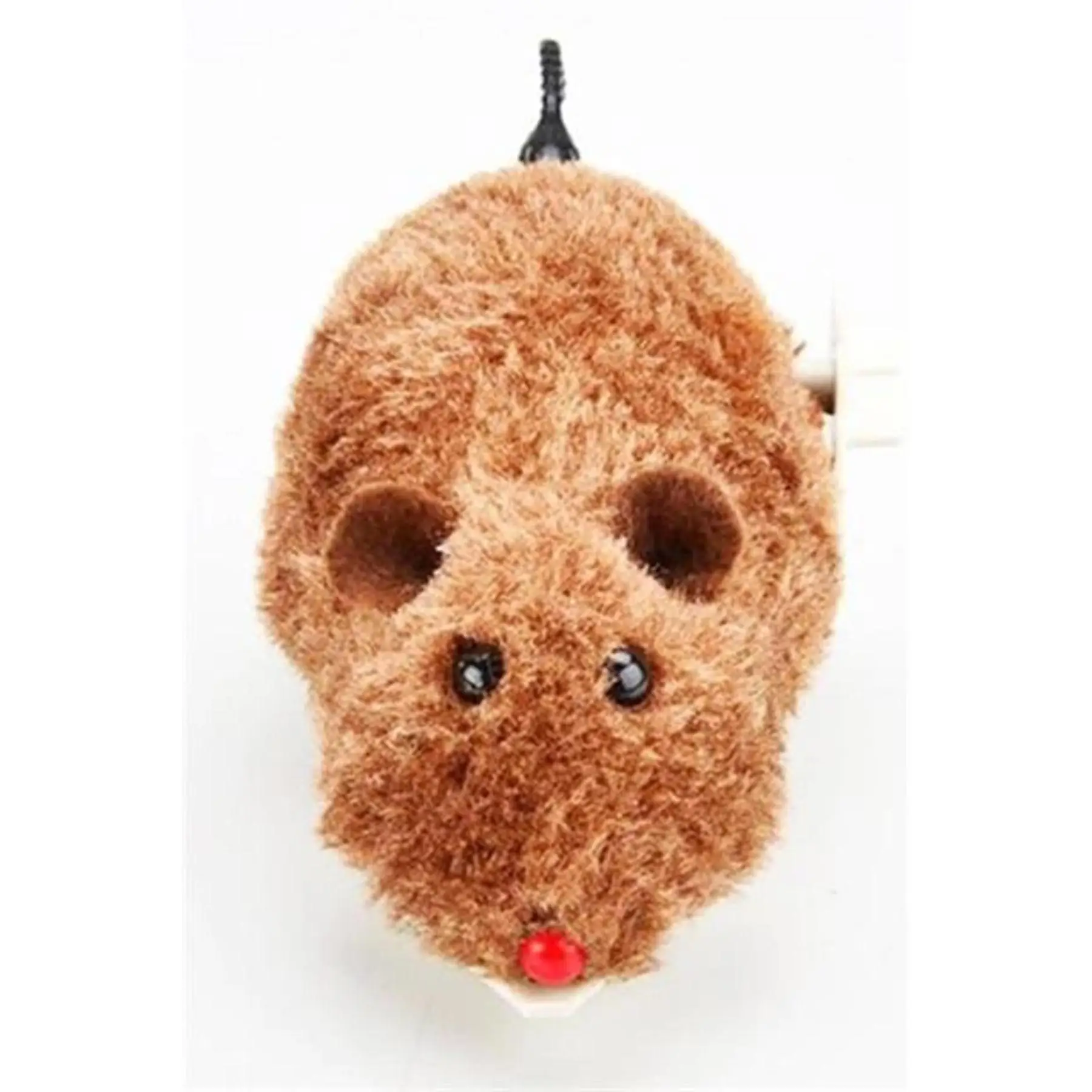 Wind-Up Cat Training Toy Furry Plush Mouse Catching Interactive Cute ...