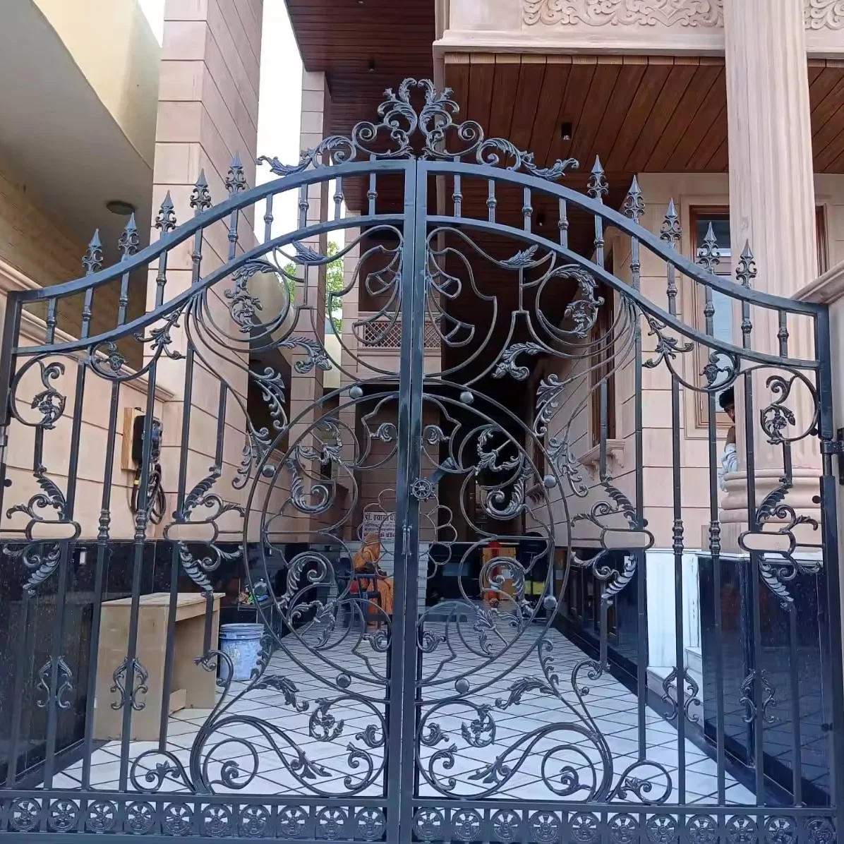 Black Decorative Mild Steel Gate Curb Appeal with Elegant Decorative ...