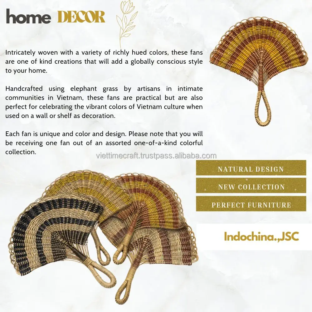 Art Deco-style Hand-woven Rattan Fan Wall Decor Multi-functional For ...