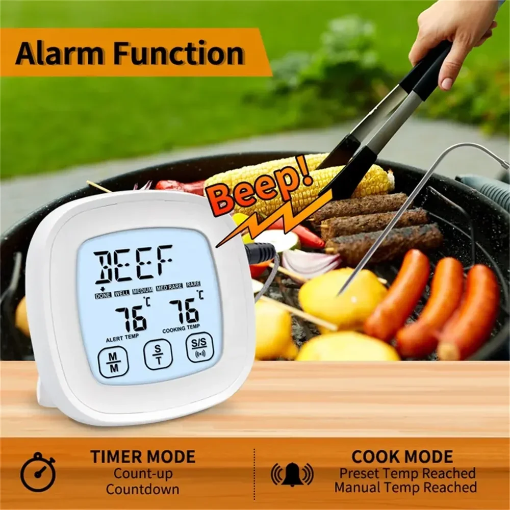 Touchscreen Meat Thermometer Digital Touch Back Light Lcd Cooking Bbq ...