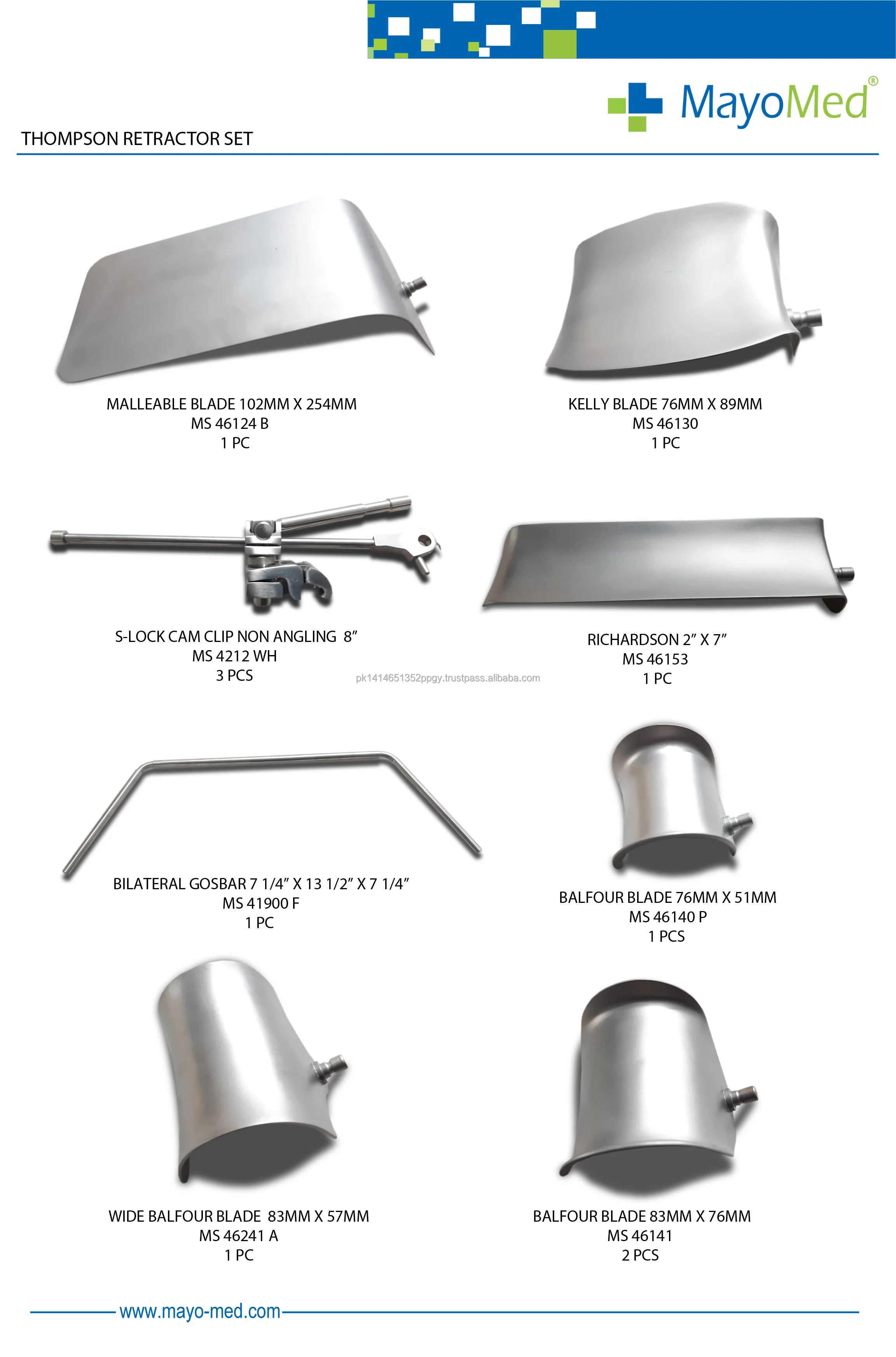 Thompson Abdominal Separator Thompson Retractor Complete Set - High ...