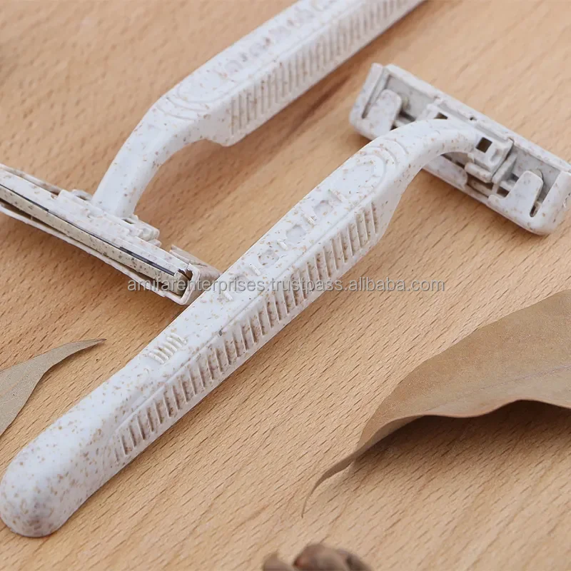 Biodegradable Wheat Straw Hotel Disposable Shaving Kit Mens Straight ...