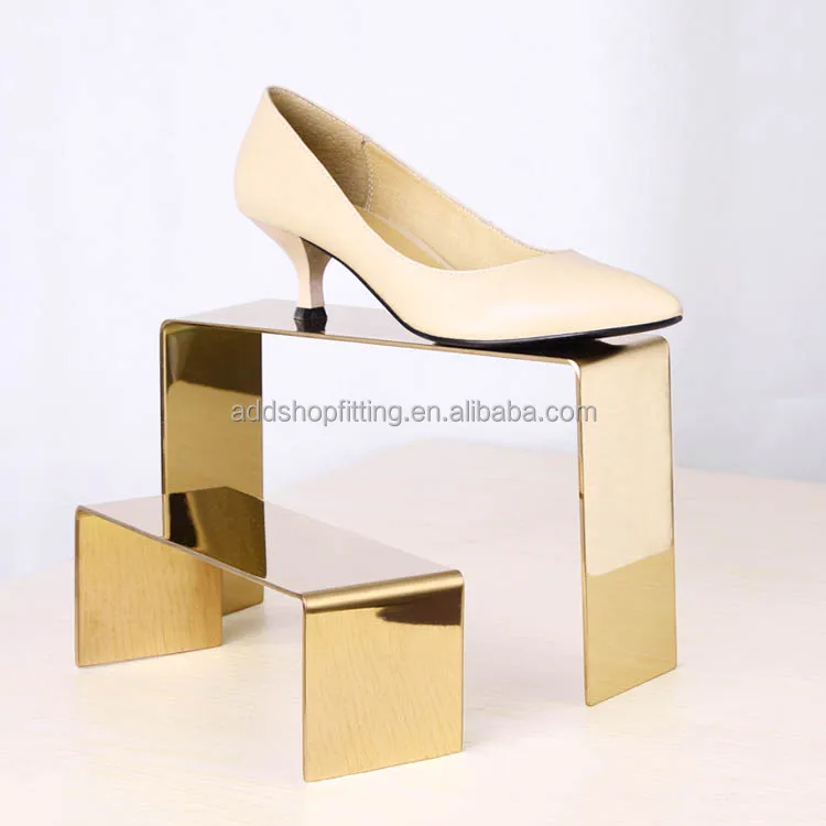 Modern Gold Stainless Steel High Heels Shoe Display Rack For Retail ...