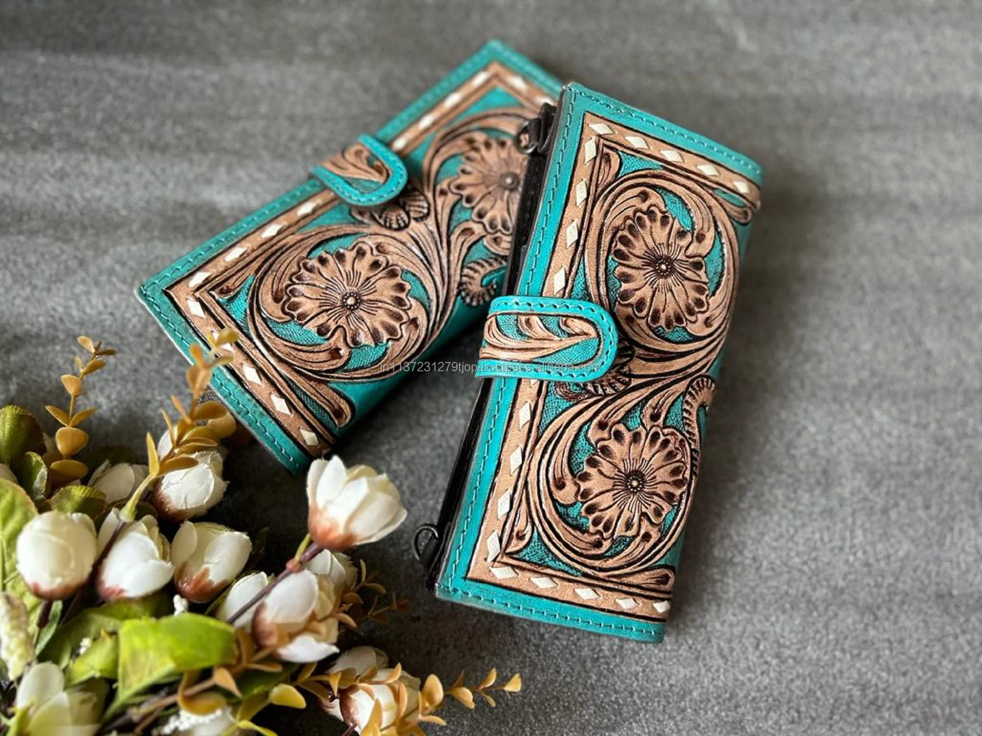 New Western Style Color Tooled Leather Women Clutch Purse Hot Selling ...