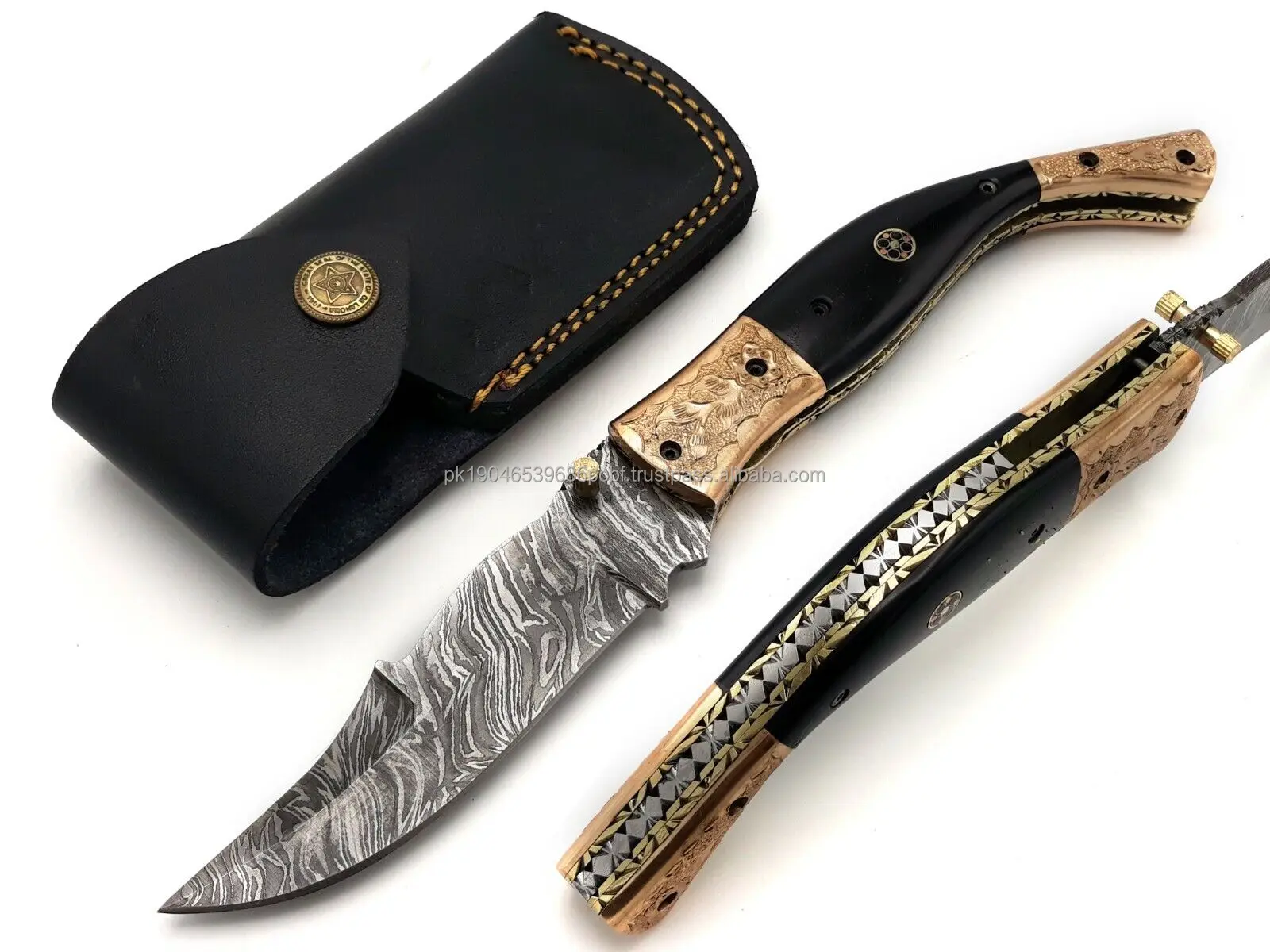 Handmade Pocket Knife Vj10 Damascus Steel Blade Camping Pocket Knife ...