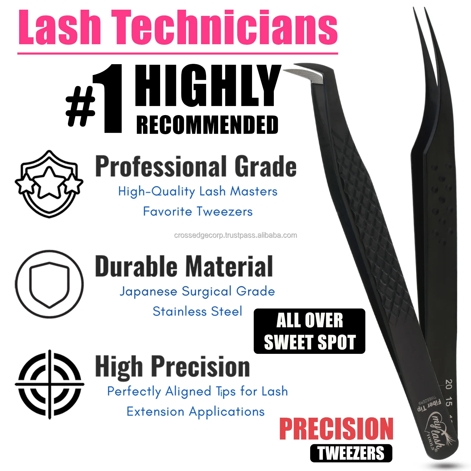 Custom Manufacture 90 Degree Eyelash Extensions Fiber Tip Lash Tweezers ...