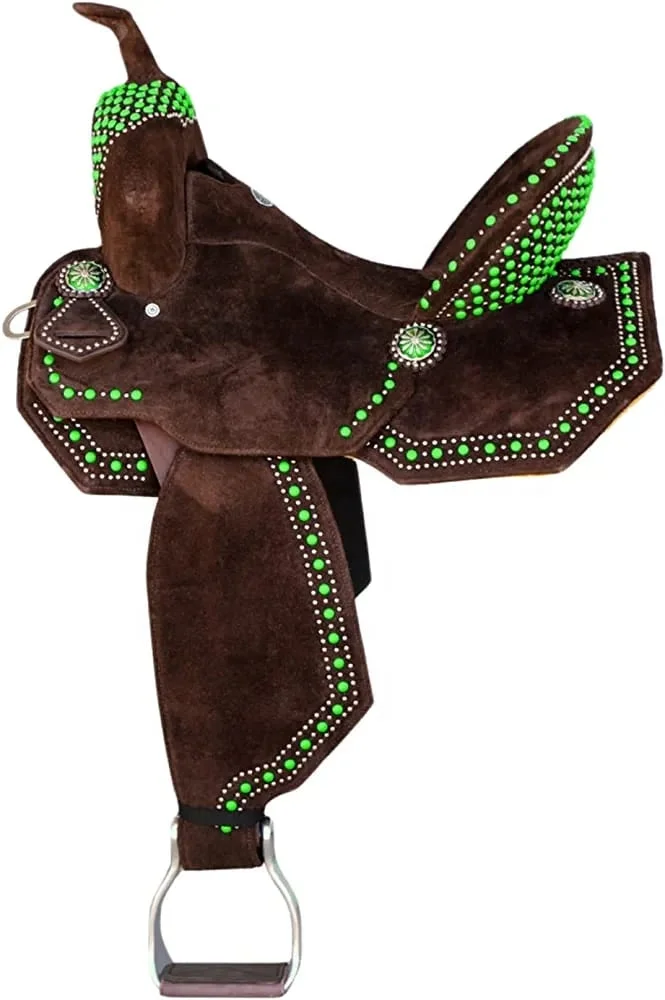 Tackticle Turquoise Embellished Western Saddle for Equestrian Sports
