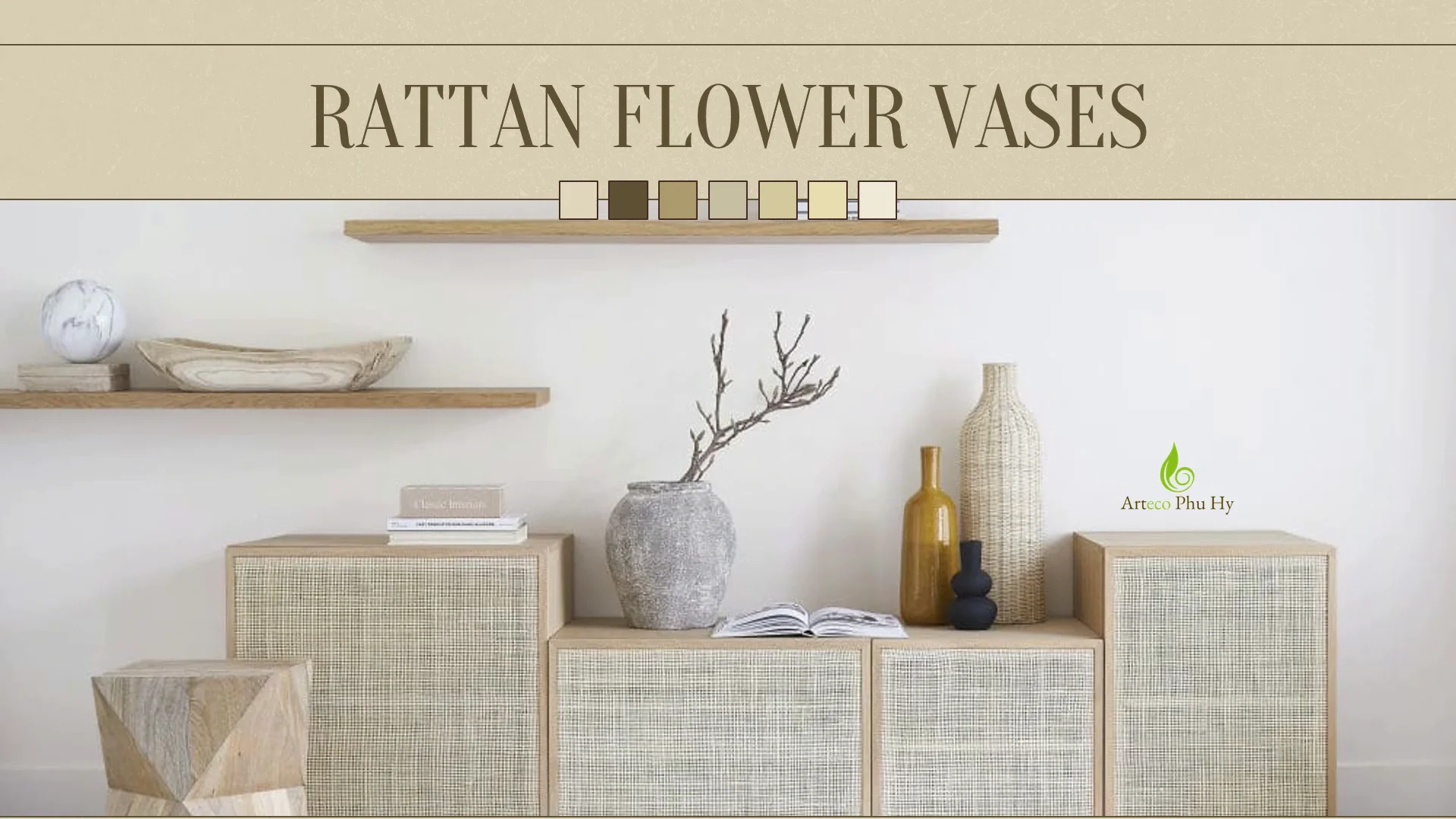 New Design Basic Brown Vintage Rattan Woven Flower Vase Modern Stylish ...