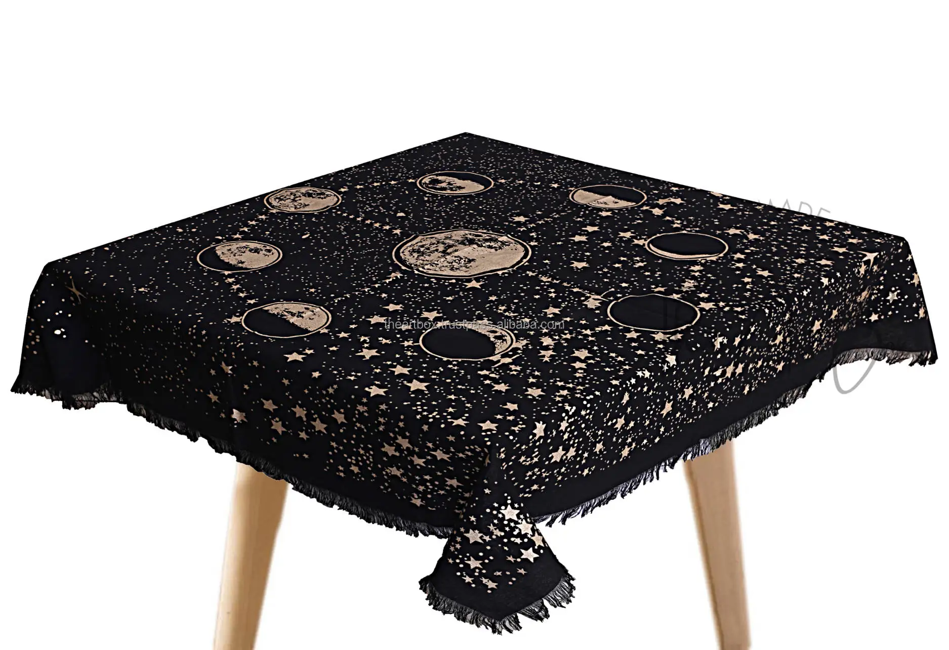 Moon Cycle Black Gold Altar Cloth Astrology Geometric Cotton Table ...