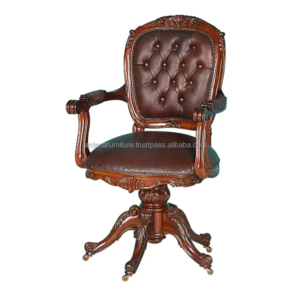 Ergonomic Office Chair French Style Solid Mahogany Wood Height ...