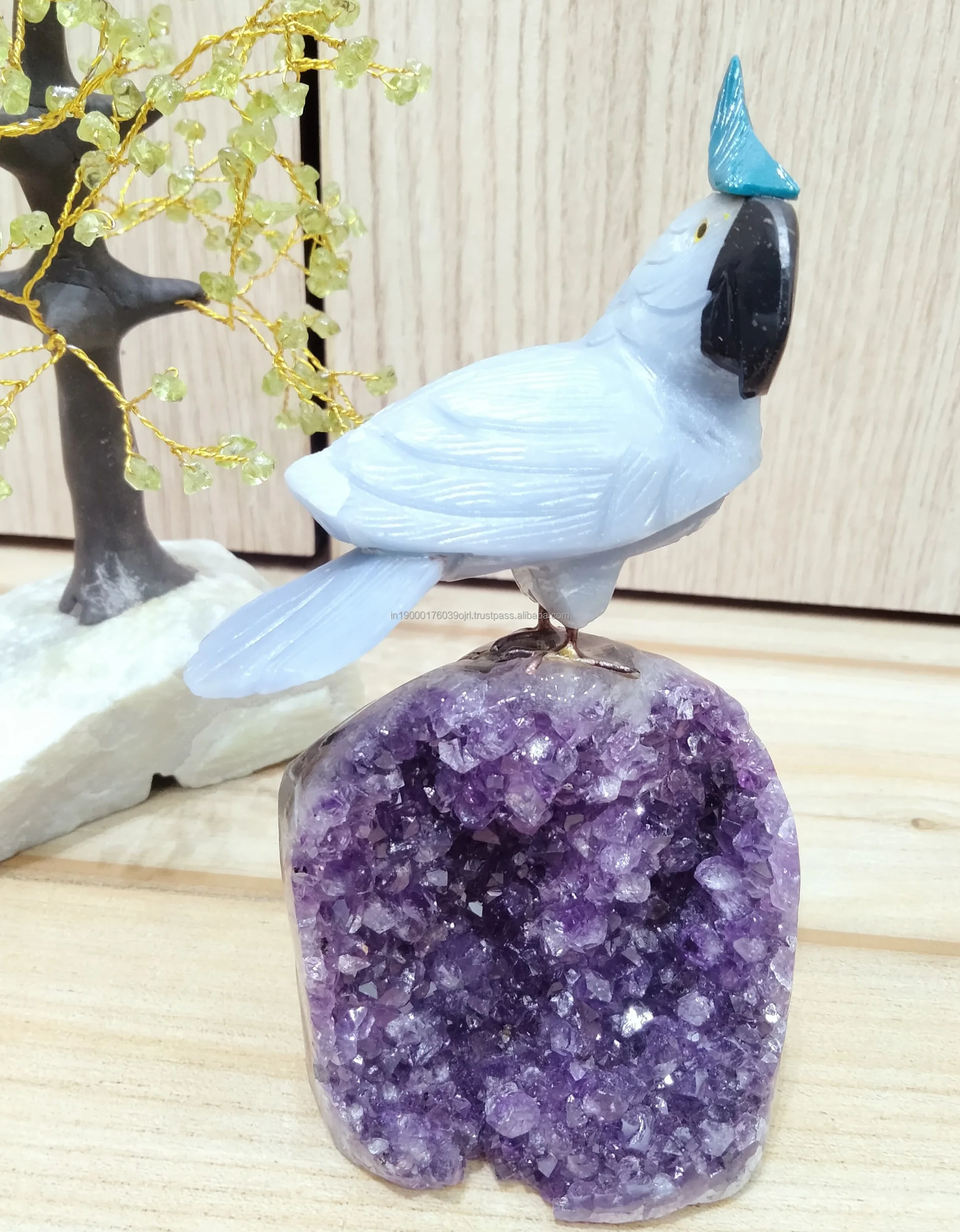 Healing Crystals Agate Angelite Exquisite Carved Cockatiel Bird Mascot ...
