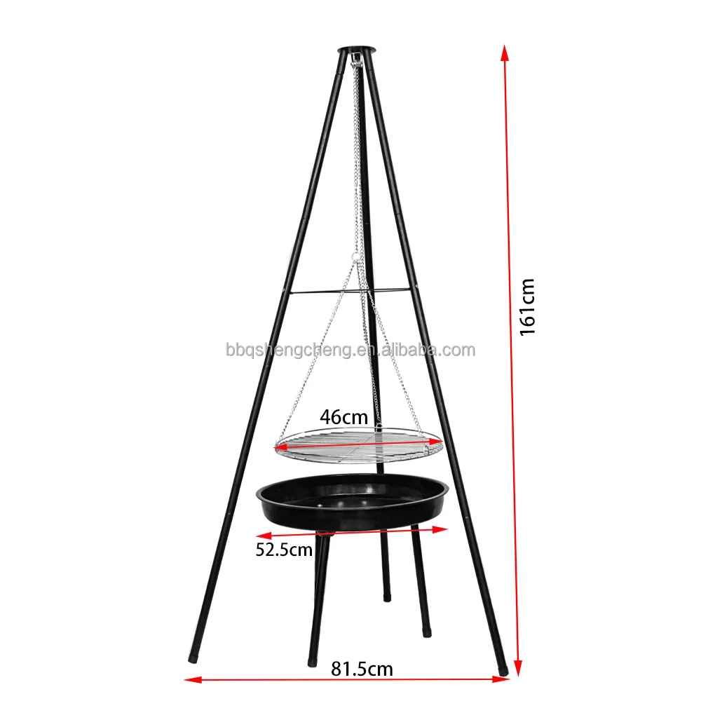 Easy Assemble Portable Adjustable Steel Tripod Outdoor Fire Pit Table ...