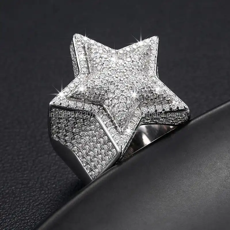 Star shape Ultra Modern Luxury Diamond Hip Hop Ring VVS quality ...