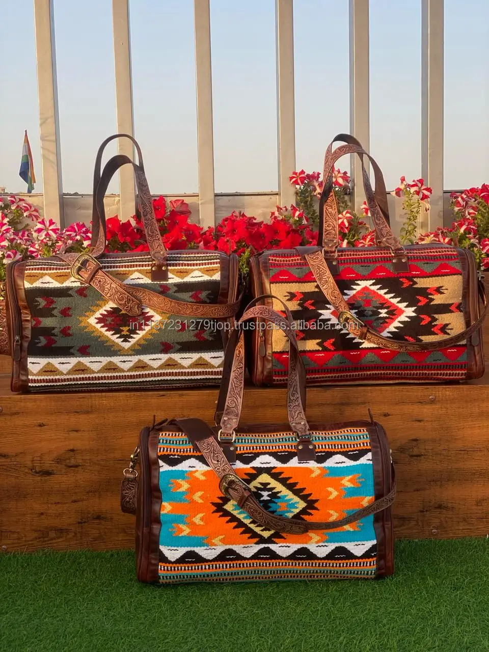 Western 100% Full Grain Genuine Leather Travel Bag Multifunctional Adjustable Straps Unisex Hot ...