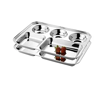Stainless Steel Partition Plate 5 In1 Dinner Plate Set Of 2 Tableware ...