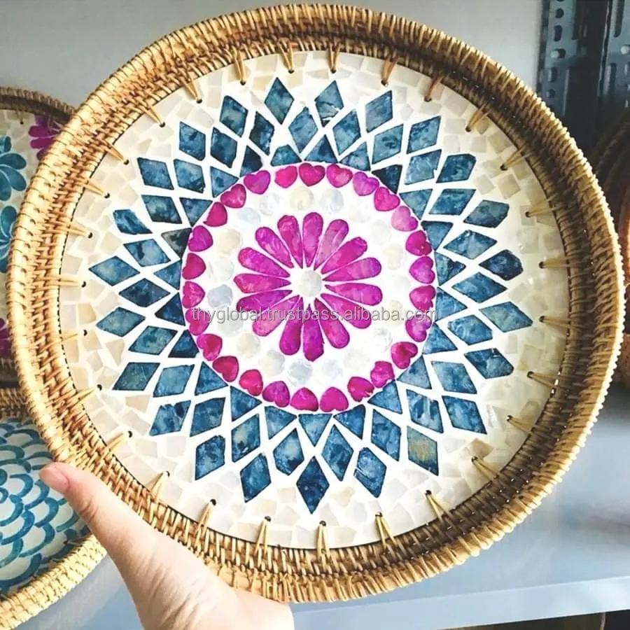 High Quality Handicrafts Mother of Pear Serving Mop Shell Resin Inlay ...