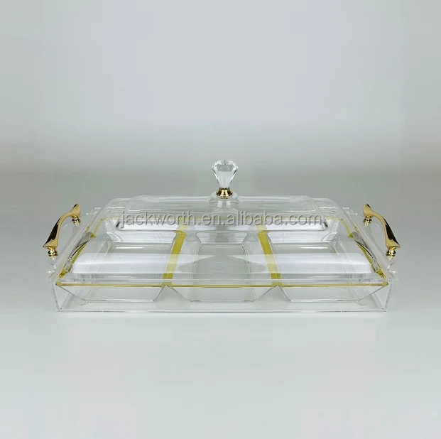 4 Dividers Acrylic Snack Serving Tray Set| Alibaba.com