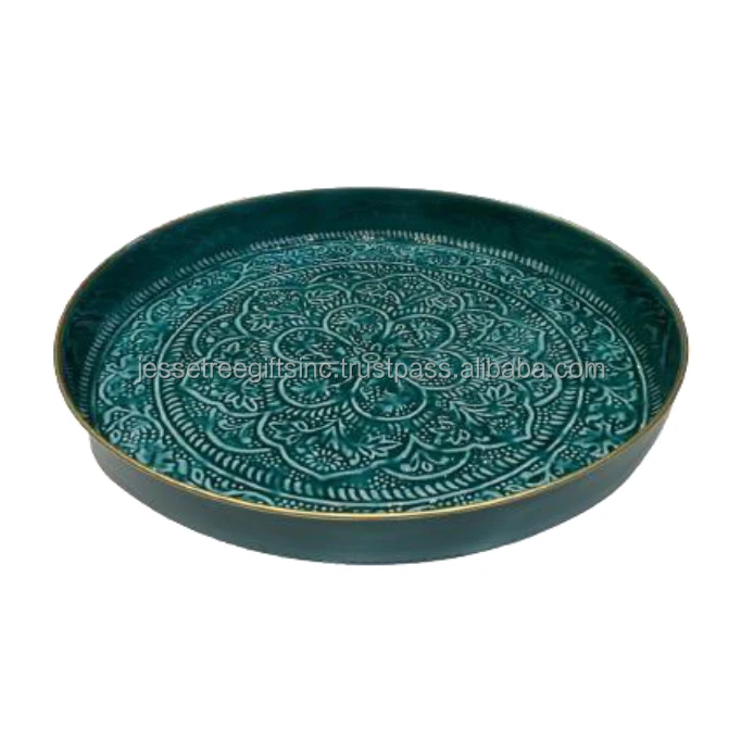 Decorative Enameled Metal Serving Trays - Premium Quality